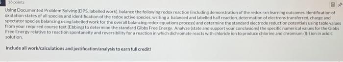 Solved 16 points Using Documented Problem Solving (DPS, | Chegg.com