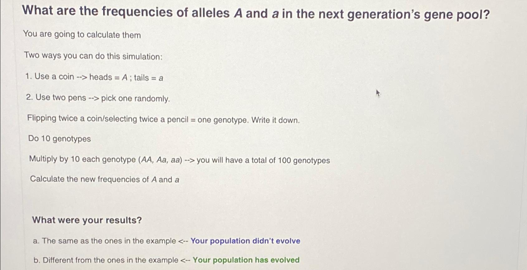 Solved What are the frequencies of alleles A and a ﻿in the | Chegg.com