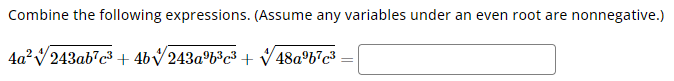 Solved Combine the following expressions. (Assume any | Chegg.com