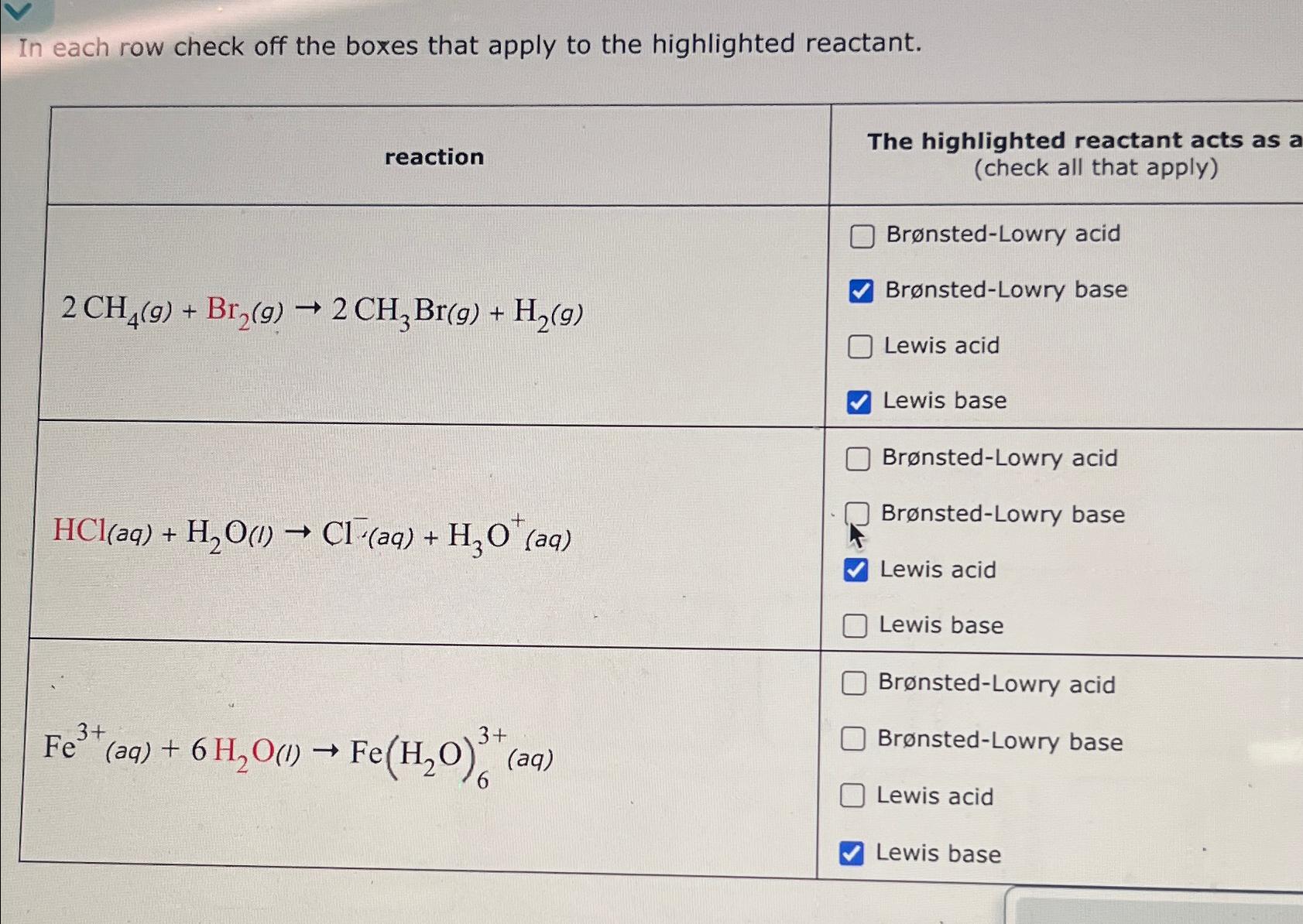 Solved In each row check off the boxes that apply to the | Chegg.com