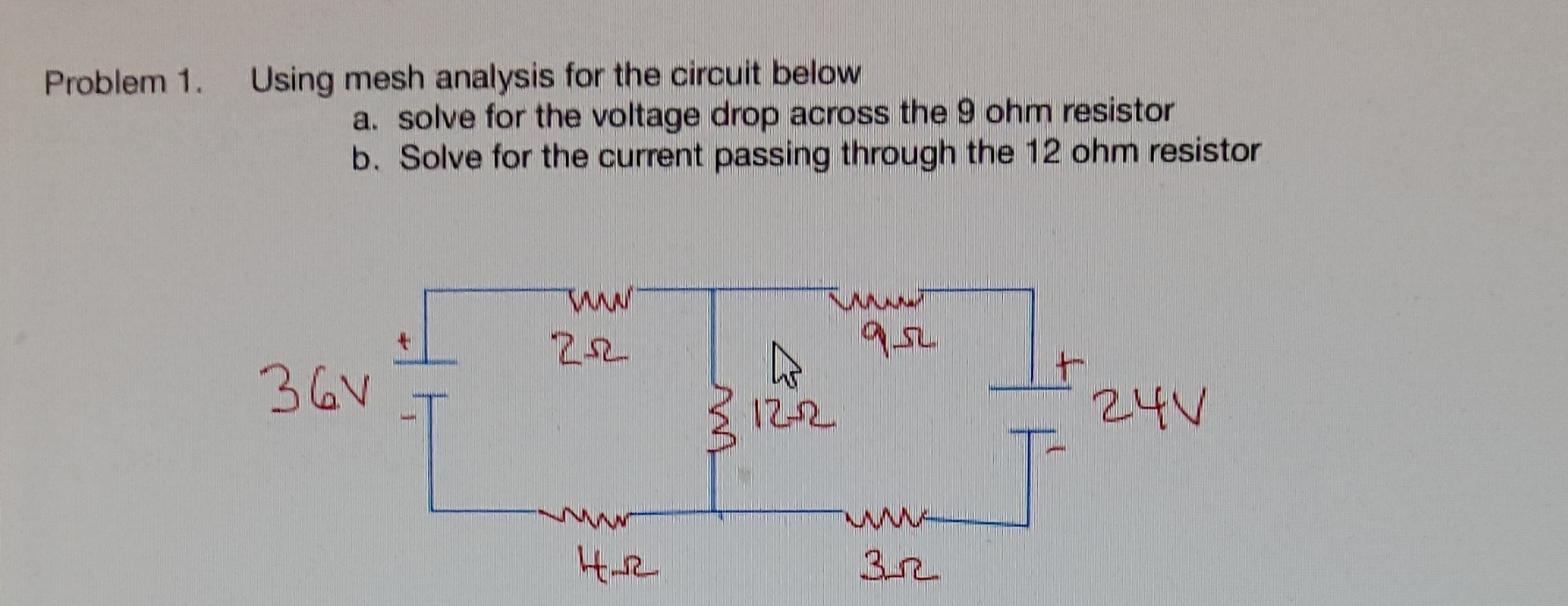 Solved Problem 1. ﻿Using mesh analysis for the circuit | Chegg.com