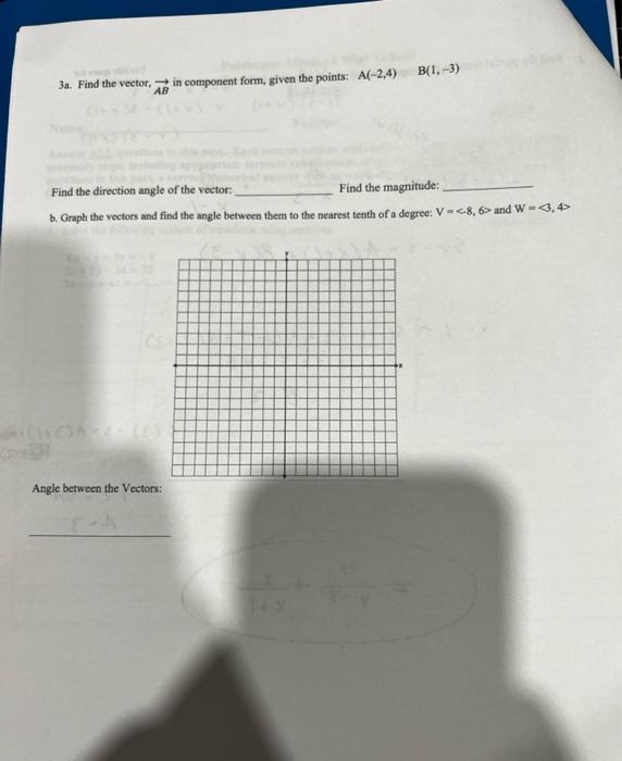 Solved 3a. Find the vector, in component form, given the | Chegg.com