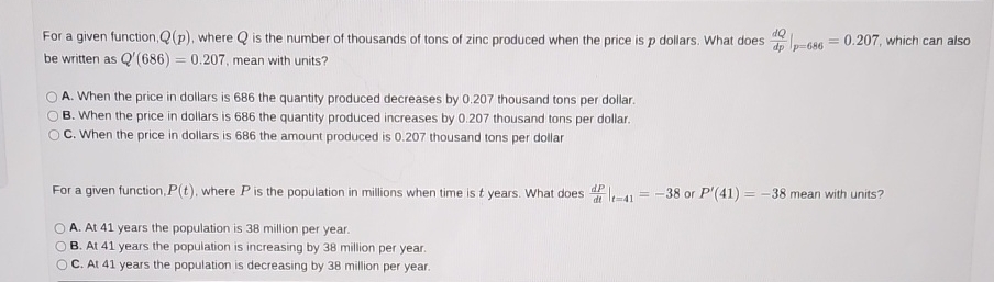 Solved For a given function, Q(p), ﻿where Q ﻿is the number | Chegg.com