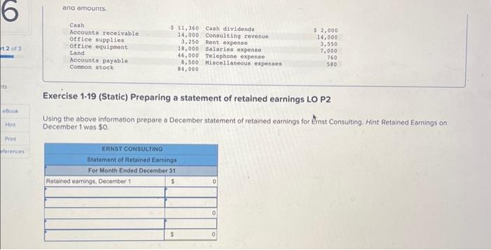Solved and amounts. Exercise 1-19 (Static) Preparing a | Chegg.com