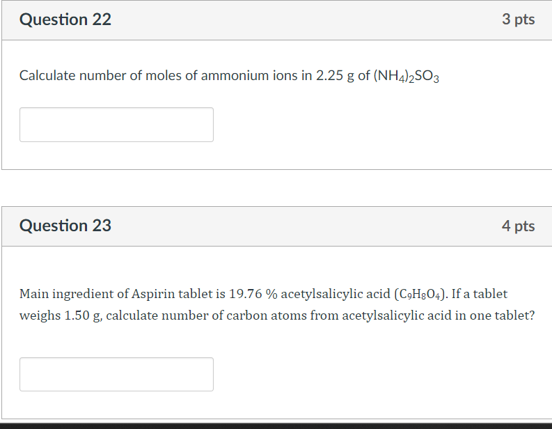 Solved Question 22Calculate number of moles of ammonium ions | Chegg.com