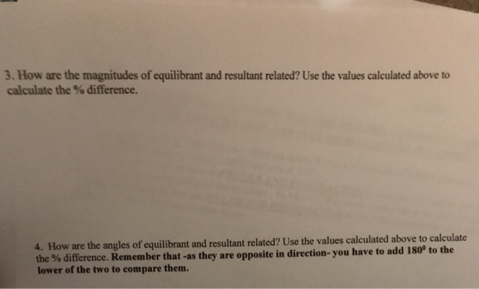 Solved 3. How are the magnitudes of equilibrant and | Chegg.com