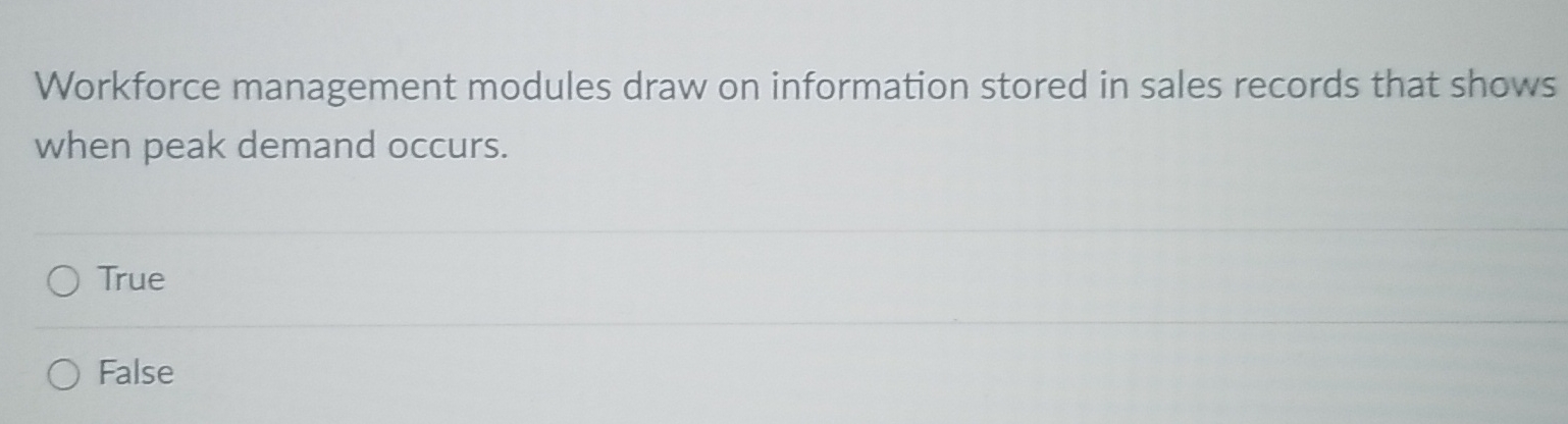 Solved Workforce management modules draw on information | Chegg.com