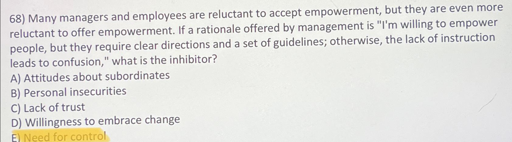 Solved Many managers and employees are reluctant to accept | Chegg.com