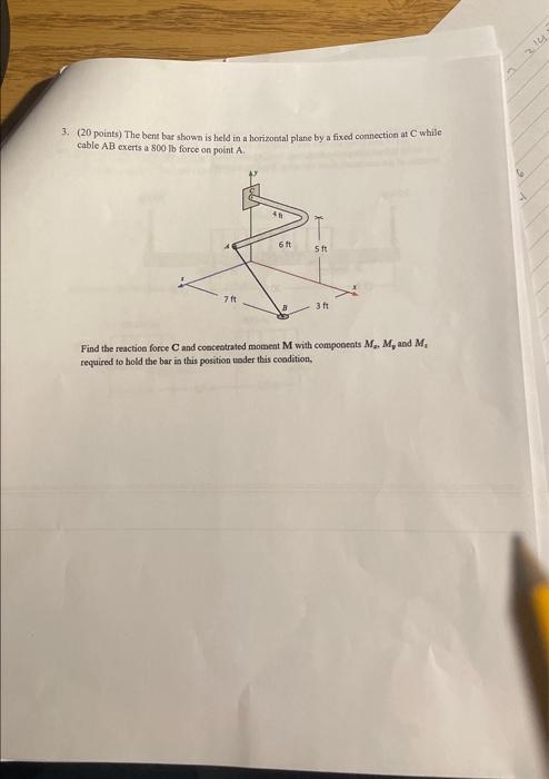 Solved 3. (20 points) The bent bar shown is held in a | Chegg.com Solved 3. (20 points) The bent bar shown is held in a | Chegg.com