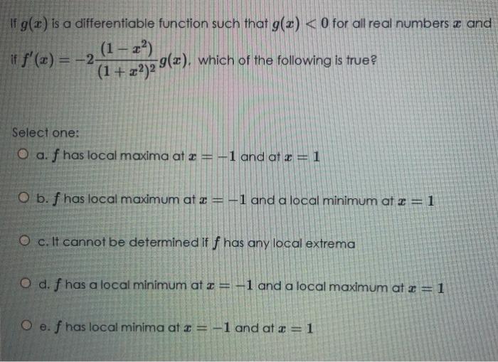 Solved If G X Is A Differentiable Function Such That G X