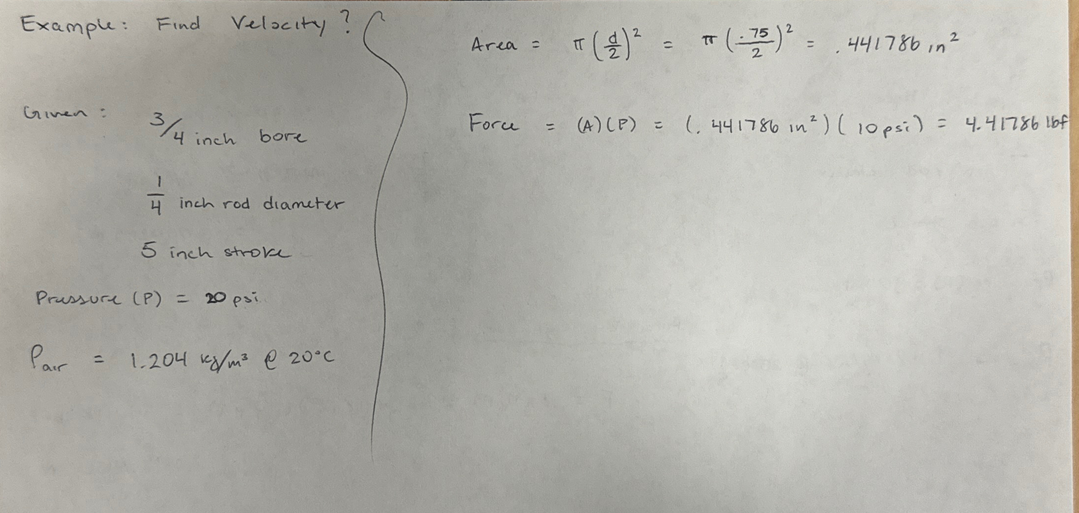 Solved Example: Find Velocity? ﻿Given: 34 ﻿inch bore 14 | Chegg.com