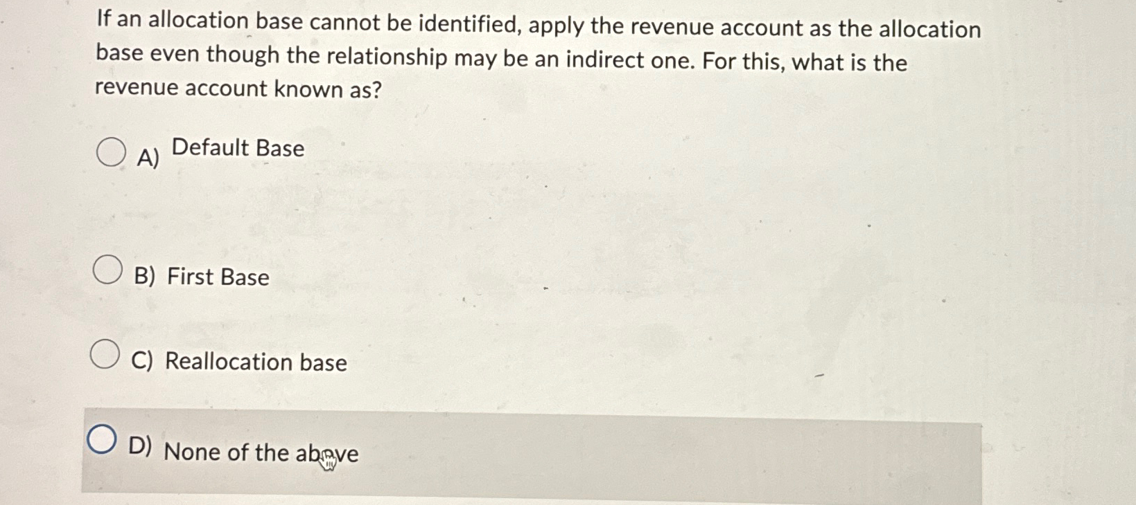 Solved If an allocation base cannot be identified, apply the | Chegg.com