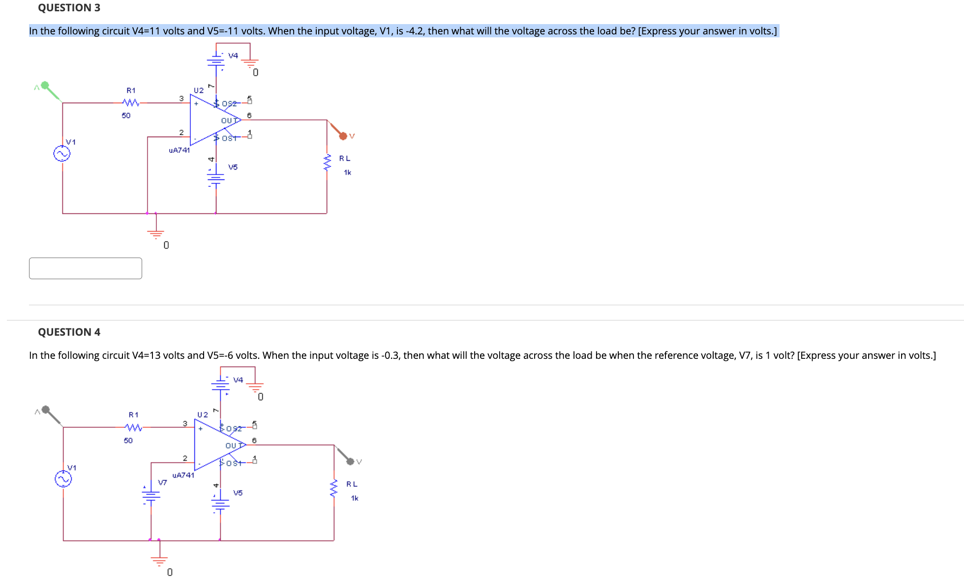 Solved 3)QUESTION 3In the following circuit V4=11 ﻿volts and | Chegg.com