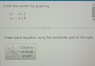 Solved Solve the system by graphing.y=x+2y=-x+8Graph each | Chegg.com