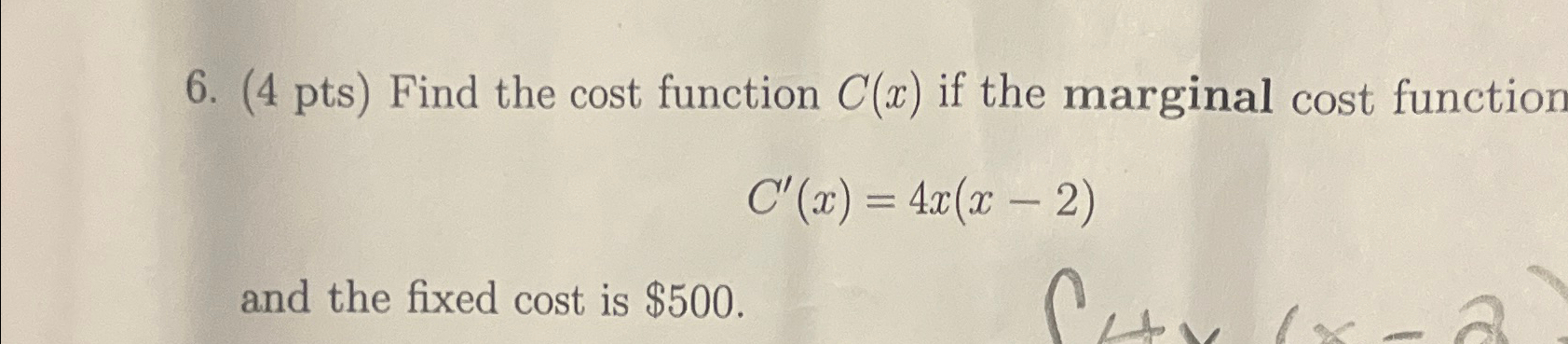 Solved 4 ﻿pts ﻿find The Cost Function C X ﻿if The