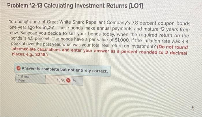 Solved Problem 12-13 Calculating Investment Returns (LO1] | Chegg.com