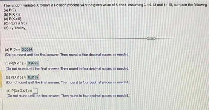Solved The random variable X follows a Poisson process with | Chegg.com