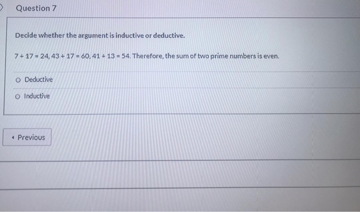 Solved Question 7 Decide whether the argument is inductive | Chegg.com