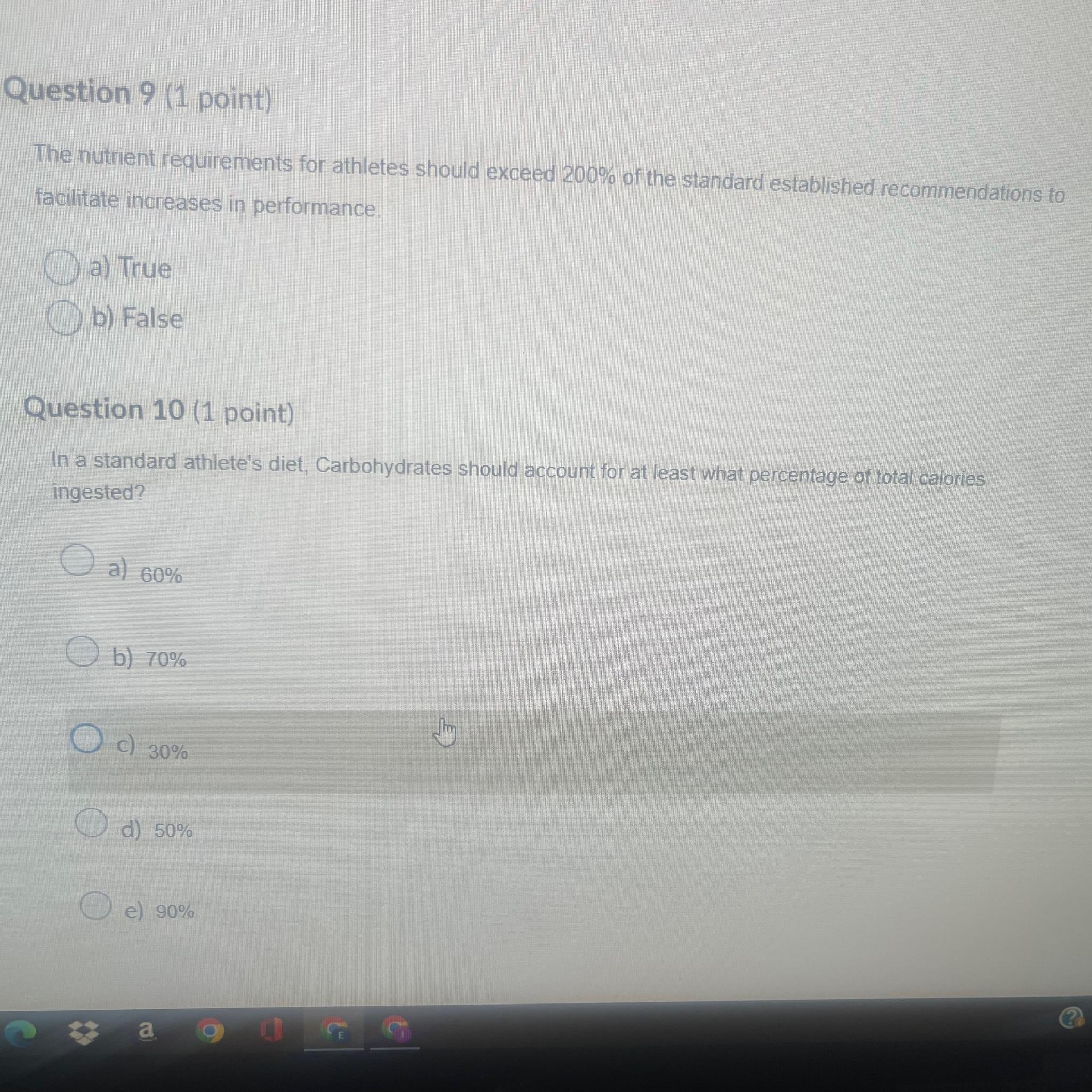 Solved Question 9 (1 ﻿point)The nutrient requirements for | Chegg.com