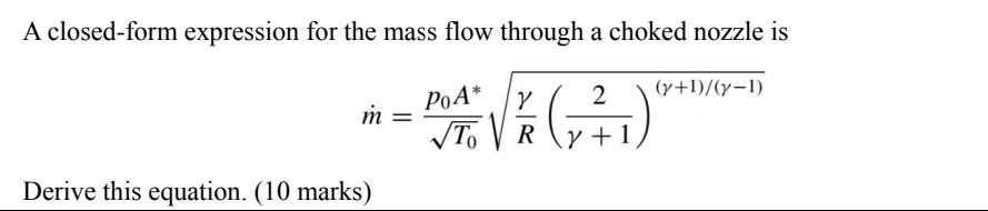 Solved A closed-form expression for the mass flow through a | Chegg.com