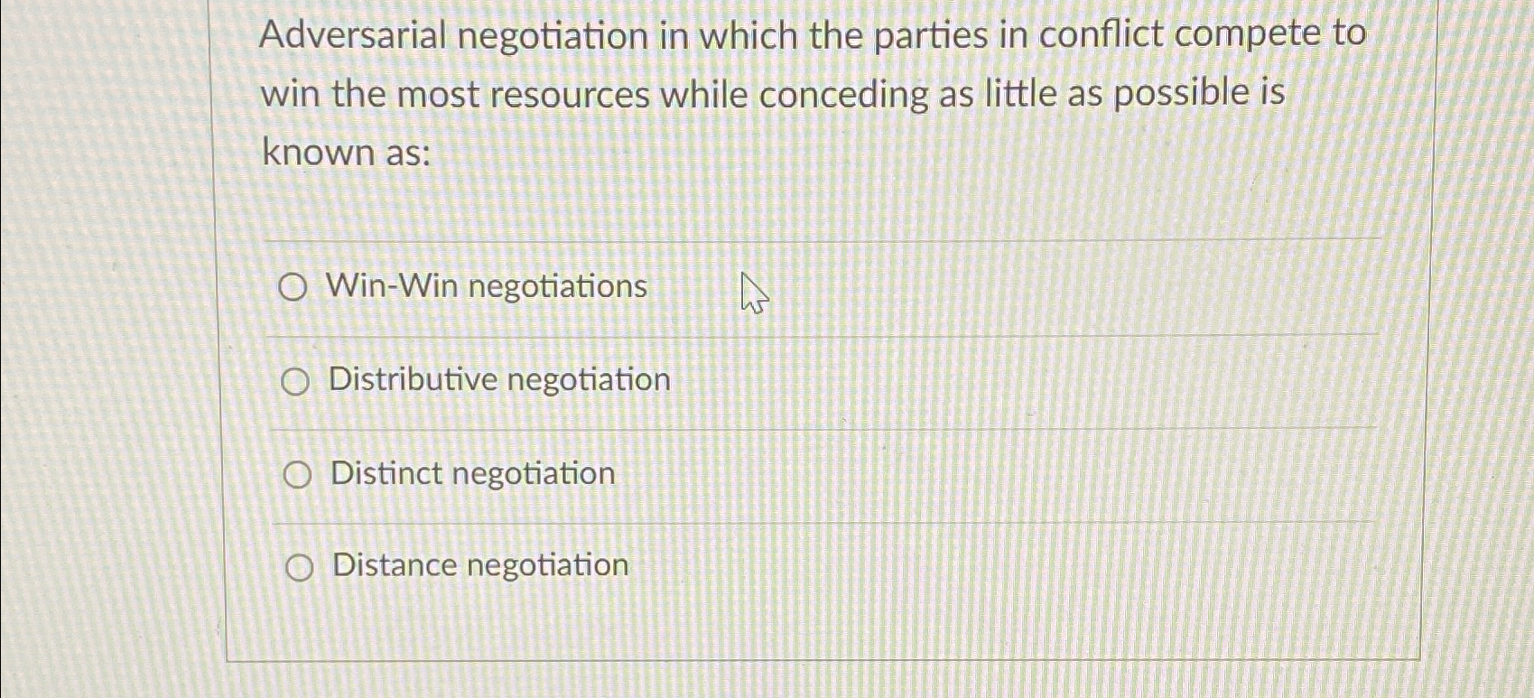 Solved Adversarial negotiation in which the parties in | Chegg.com
