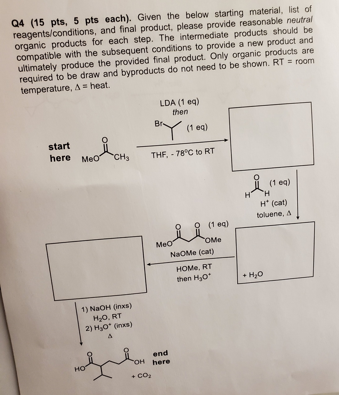 Solved Q4 (15 ﻿pts, 5 ﻿pts each). ﻿Given the below starting | Chegg.com