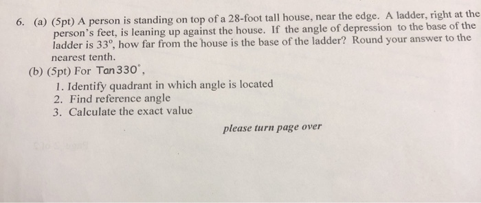 Solved 6. (a) (5pt) A person is standing on top of a 28-foot | Chegg.com