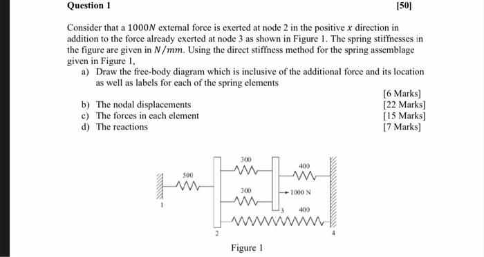 Solved Question 1 [50] Consider that a 1000N external force | Chegg.com