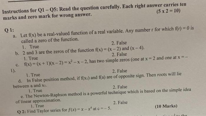 Solved Instructions for Q1 - Q5: Read the question | Chegg.com