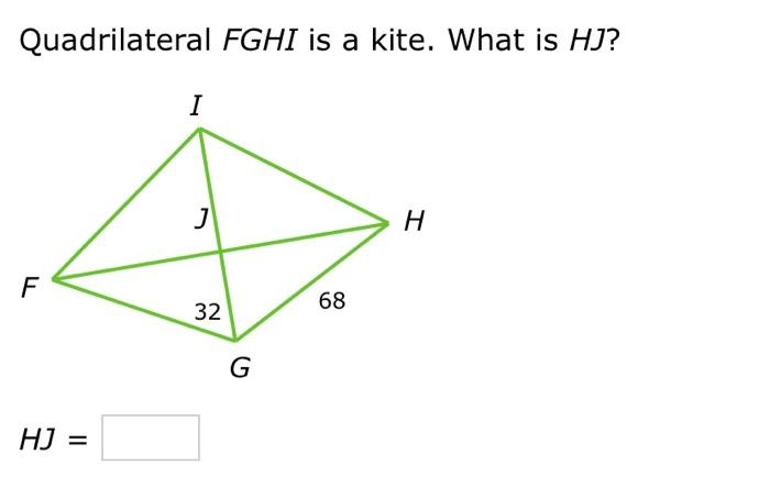 Solved Quadrilateral FGHI is a kite. What is HJ ? | Chegg.com