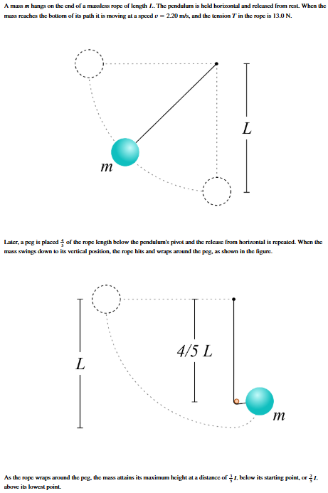 Solved A mass m hangs on the end of a massicss rope of | Chegg.com