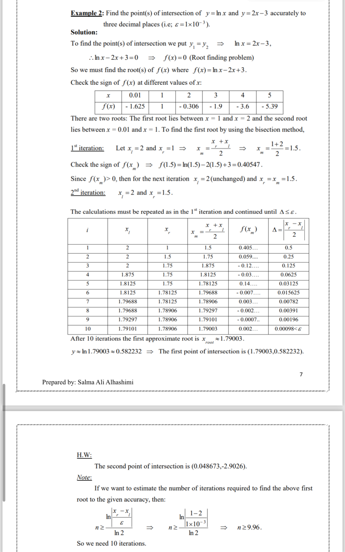 Solved Example 2: Find the point(s) ﻿of intersection of | Chegg.com