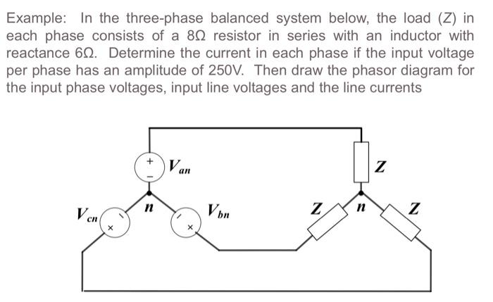 Solved Example: In the three-phase balanced system below, | Chegg.com
