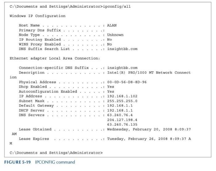 Solved Submit a Word document with IPCONFIG deliverables and | Chegg.com