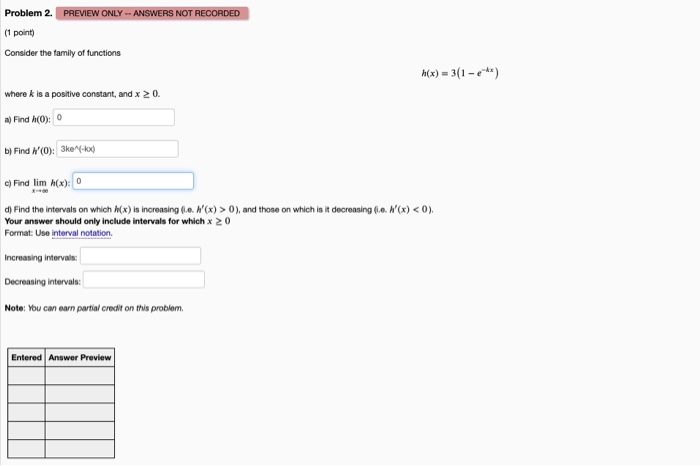 Solved Problem 2. PREVIEW ONLY -- ANSWERS NOT RECORDED (1 | Chegg.com