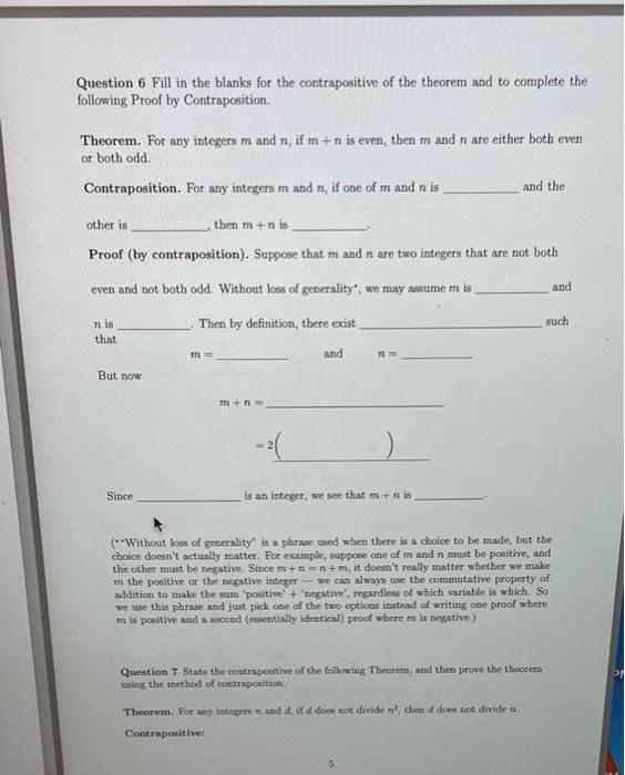Solved Question 8 Prove the following theorem. Theorem. For | Chegg.com