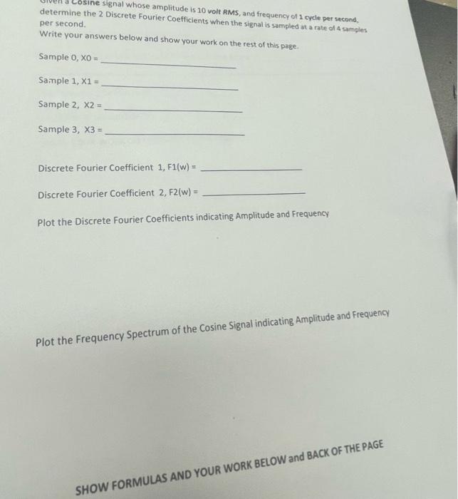 Solved Plot the Frequency Spectrum of the Cosine Signal | Chegg.com