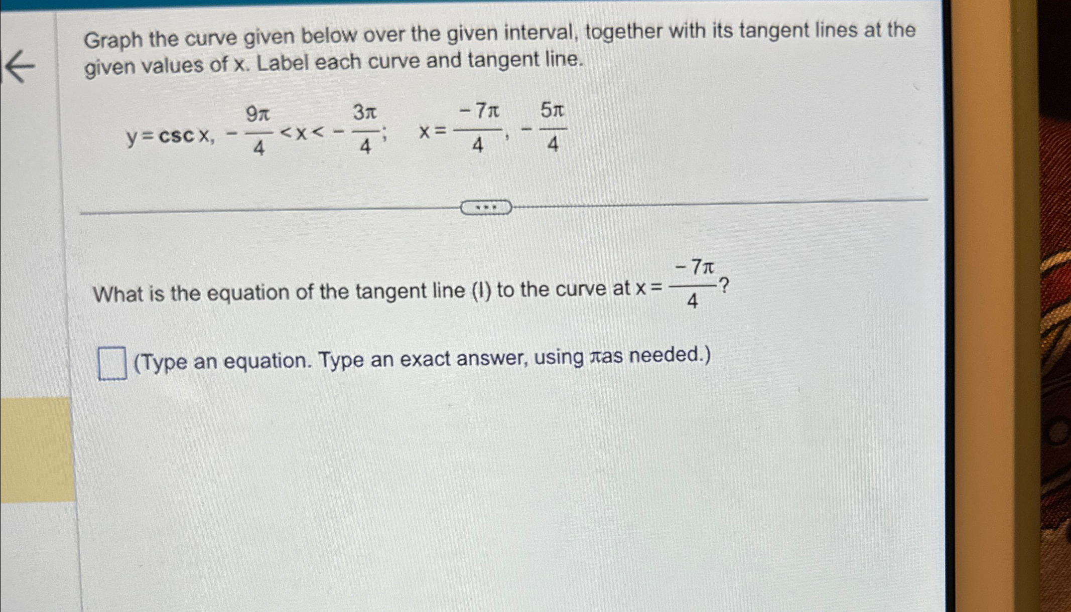 Solved Graph the curve given below over the given interval, | Chegg.com