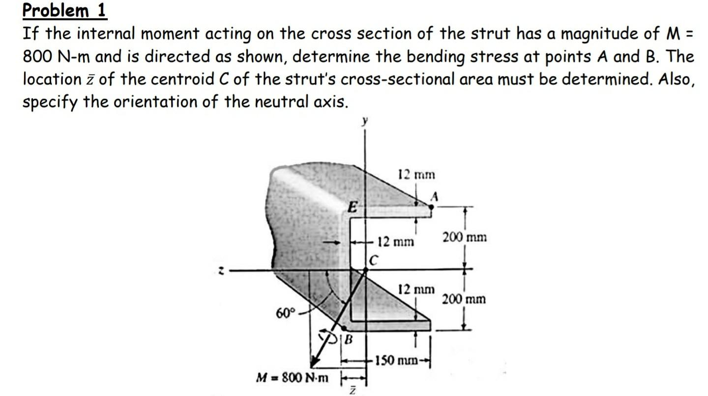 Solved Problem 1 If the internal moment acting on the cross | Chegg.com