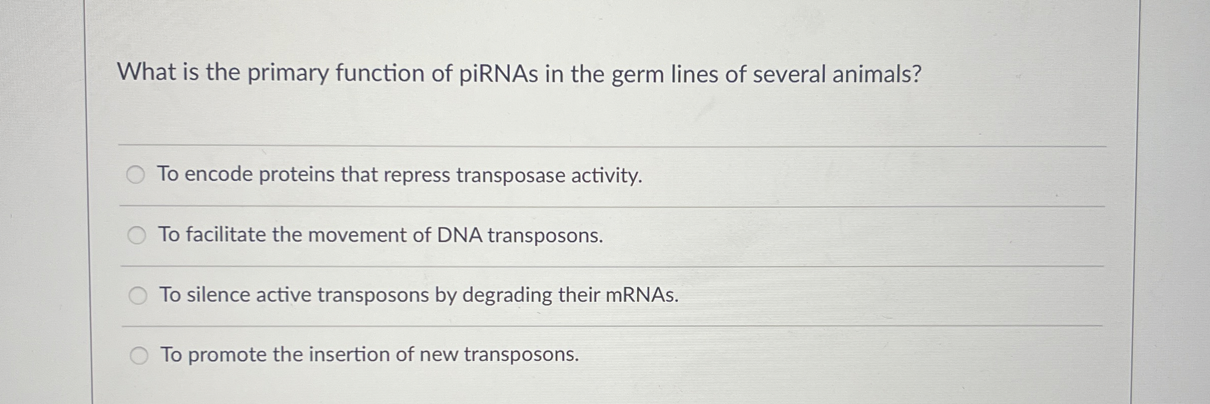 Solved What is the primary function of piRNAs in the germ | Chegg.com