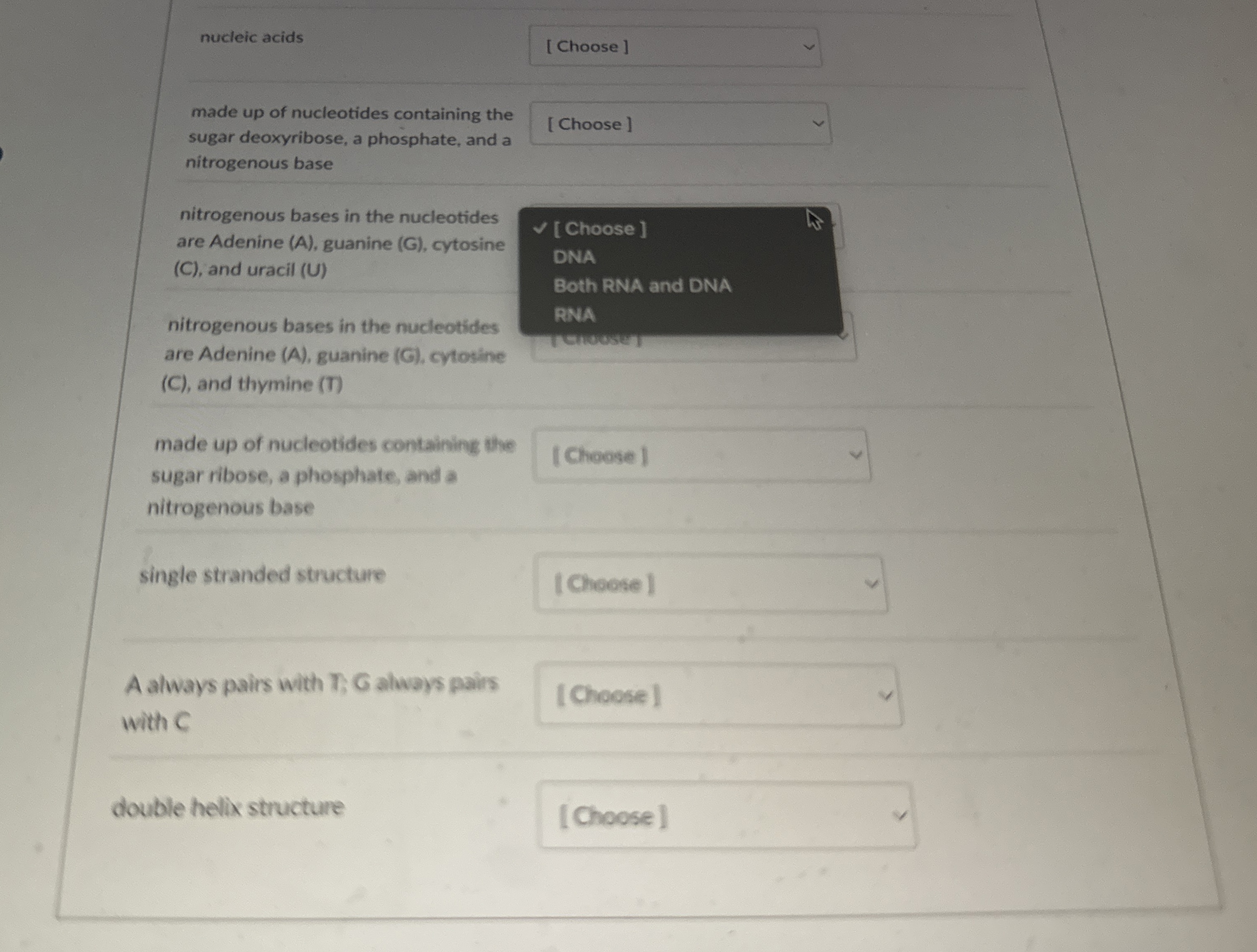 Solved nucleic acidsmade up of nucleotides containing the | Chegg.com