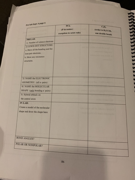 Solved Frrrrroceren Part I Experiment 6 Vsepr Structures