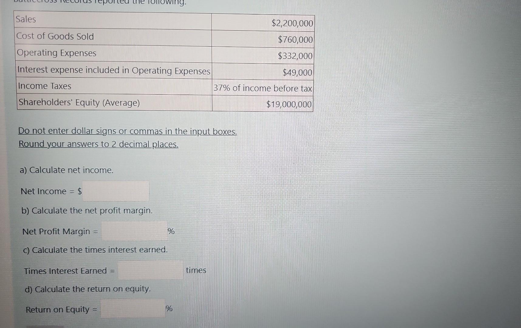 Solved Do not enter dollar signs or commas in the input | Chegg.com