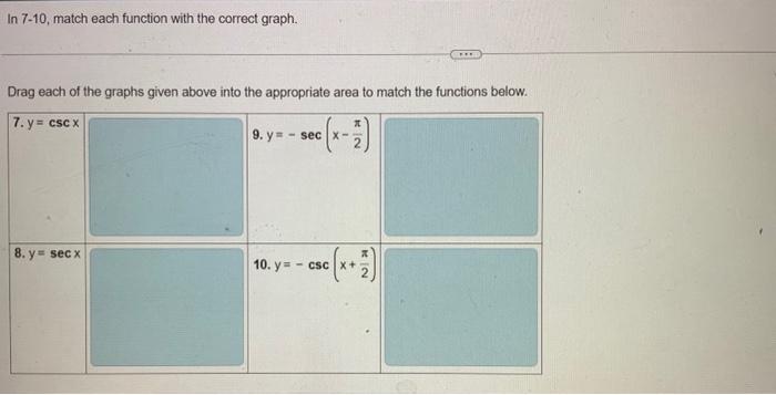 Solved In 7-10, match each function with the correct | Chegg.com