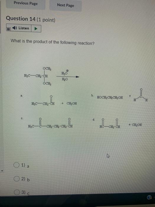 Solved Previous Page Next Page Question 14 (1 point) Listen | Chegg.com