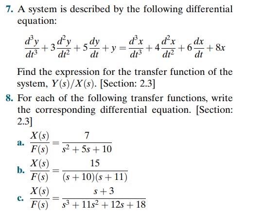 Solved 7. A system is described by the following | Chegg.com