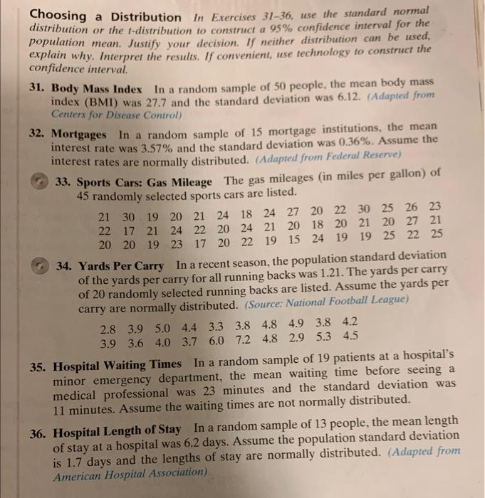 Solved Choosing a Distribution In Exercises 31-36, use the | Chegg.com