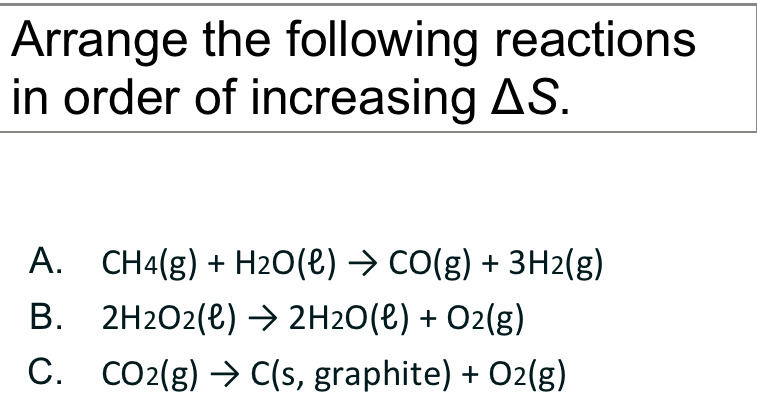Solved Arrange the following reactions in order of | Chegg.com