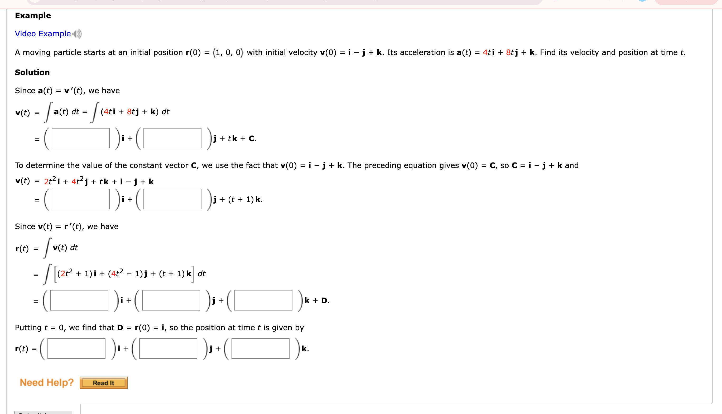 Solved ExampleVideo ExampleA moving particle starts at an | Chegg.com