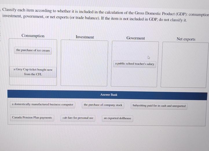 Solved Classify each item according to whether it is | Chegg.com